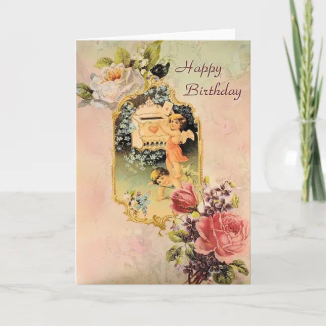 Victorian Cherubs Mailing A Birthday Card | Zazzle