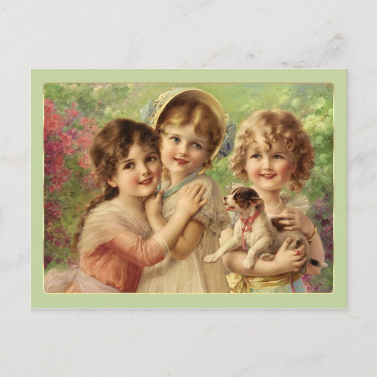 Victorian Children 3 Little Girls Vintage Postcard Zazzle