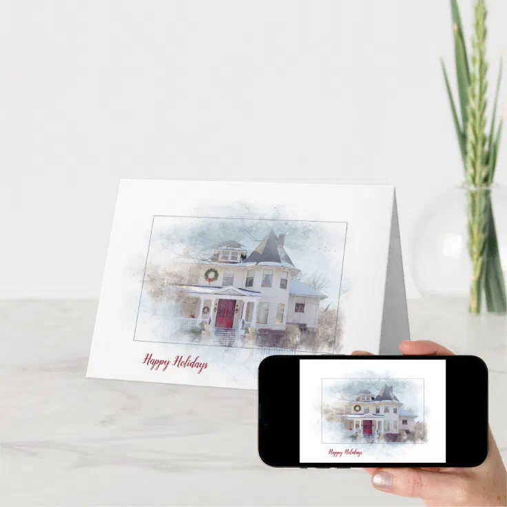Victorian Christmas house Card | Zazzle