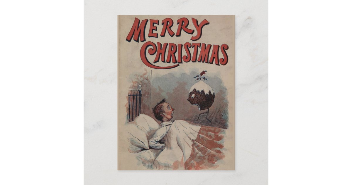 Victorian Christmas Pudding Surprise Holiday Postcard | Zazzle
