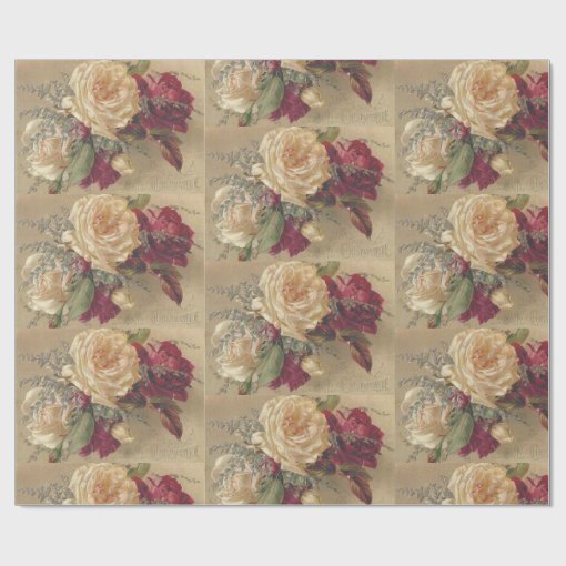 Victorian Christmas Rose Wrapping Paper | Zazzle