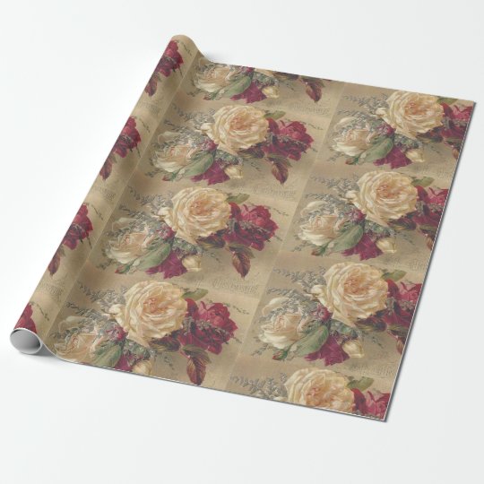 Victorian Christmas Rose Wrapping Paper | Zazzle.com