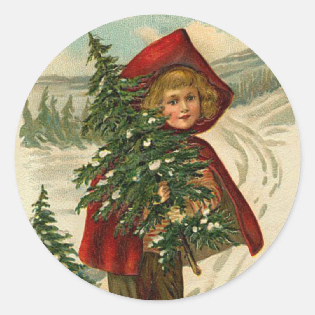 Victorian Christmas Stickers for your cards | Zazzle