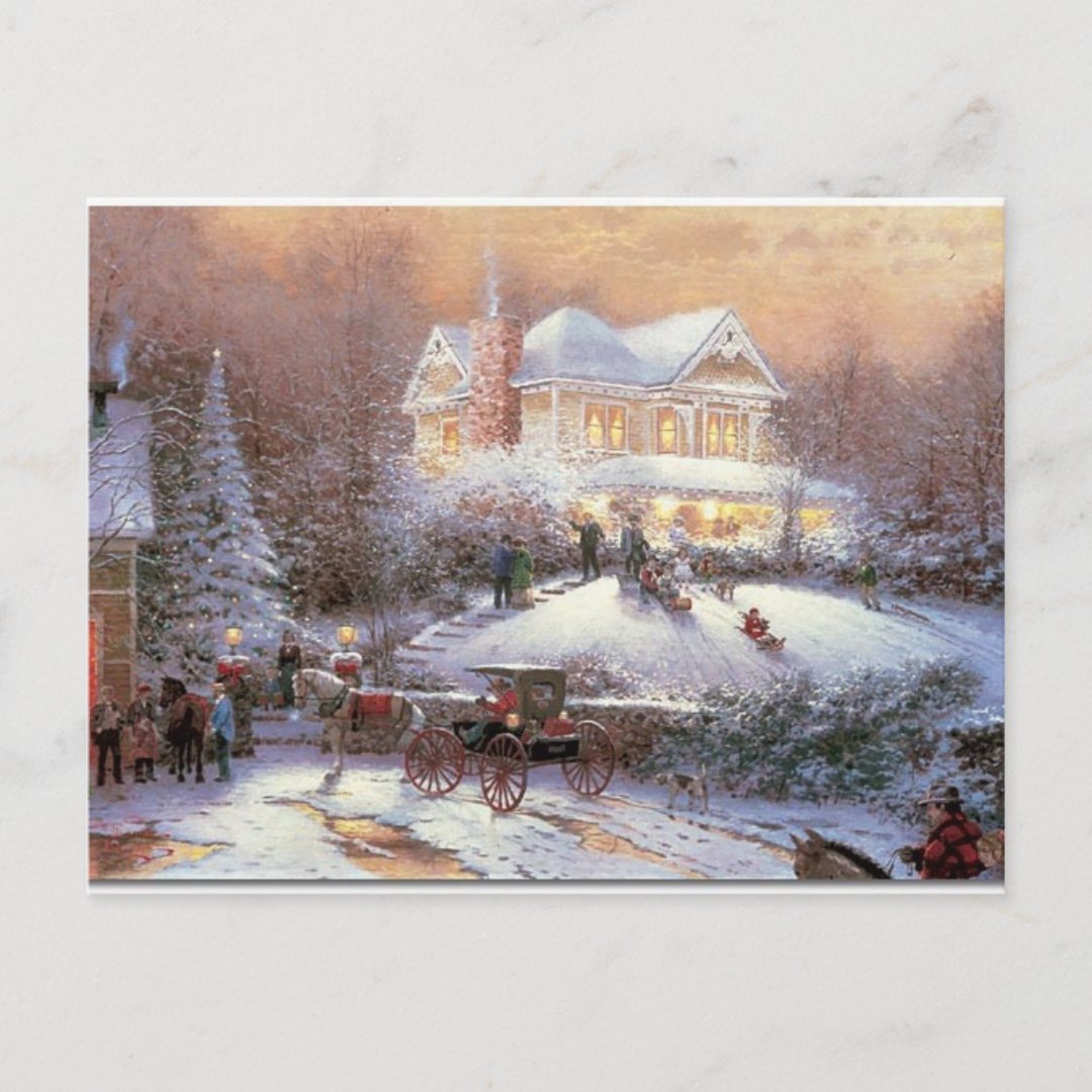 Victorian Christmas Winter Scene Holiday Postcard | Zazzle