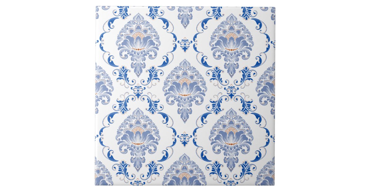 Victorian classic interior decorating blue white ceramic tile | Zazzle