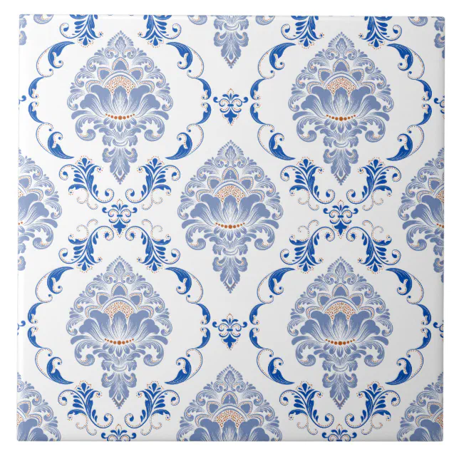 Victorian classic interior decorating blue white ceramic tile | Zazzle