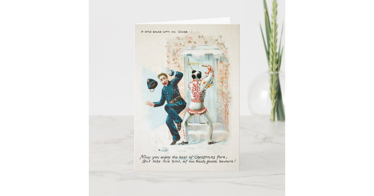 Victorian Clown Attacking Cop Christmas Card | Zazzle