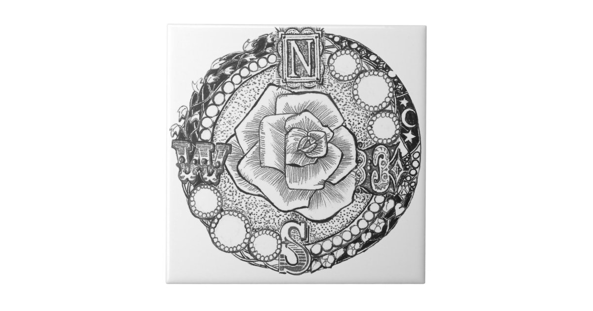 Victorian Compass Rose Ceramic Tile | Zazzle