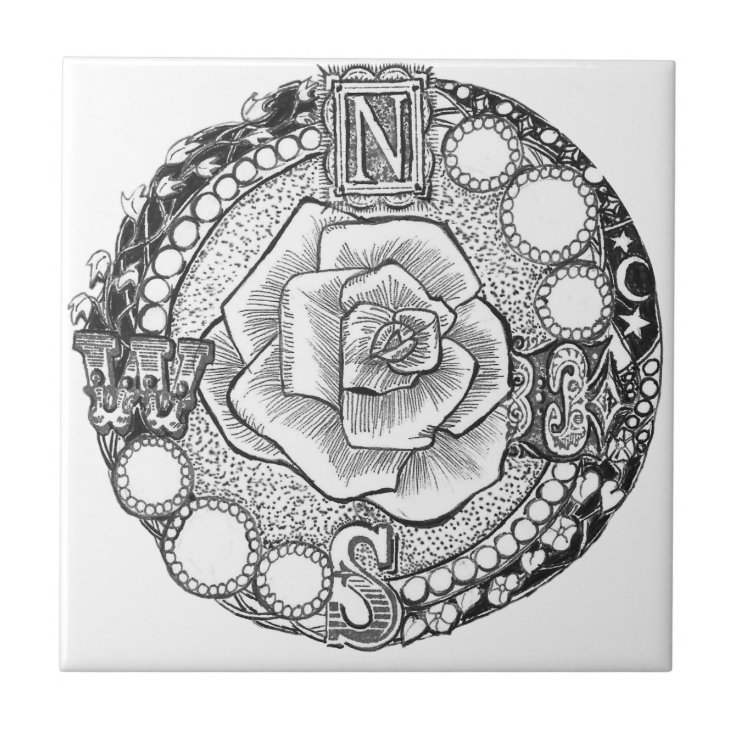 Victorian Compass Rose Ceramic Tile | Zazzle