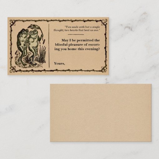 Victorian Customizable Frog Acquaintance Card | Zazzle