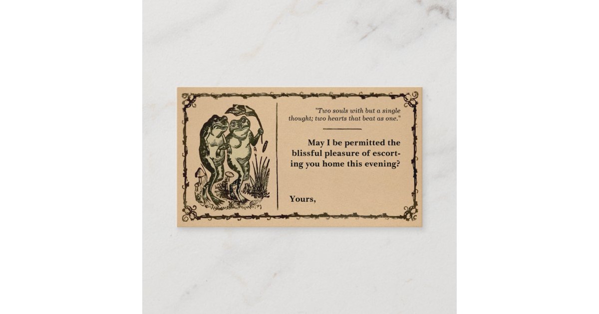 Victorian Customizable Frog Acquaintance Card | Zazzle
