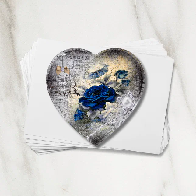 Victorian Dark Blue Rose Ephemera Paperweight | Zazzle