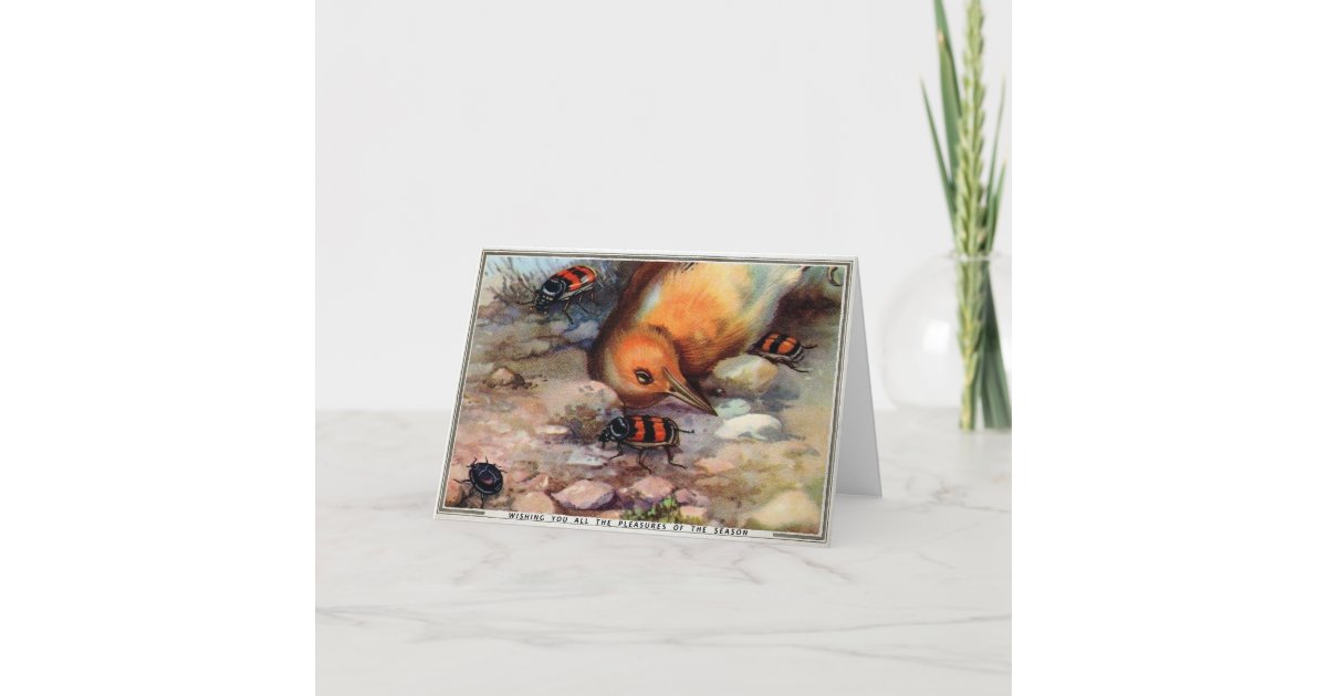Victorian Dead Bird with Bugs Christmas Card | Zazzle