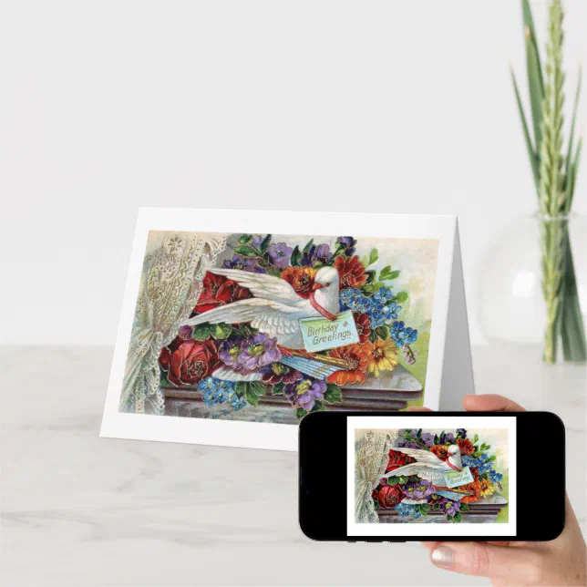 Victorian Dove Birthday Greeting Card | Zazzle