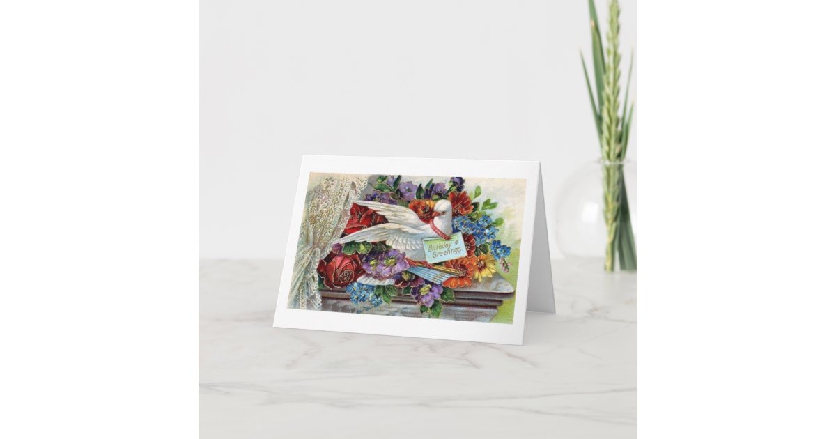 Victorian Dove Birthday Greeting Card | Zazzle