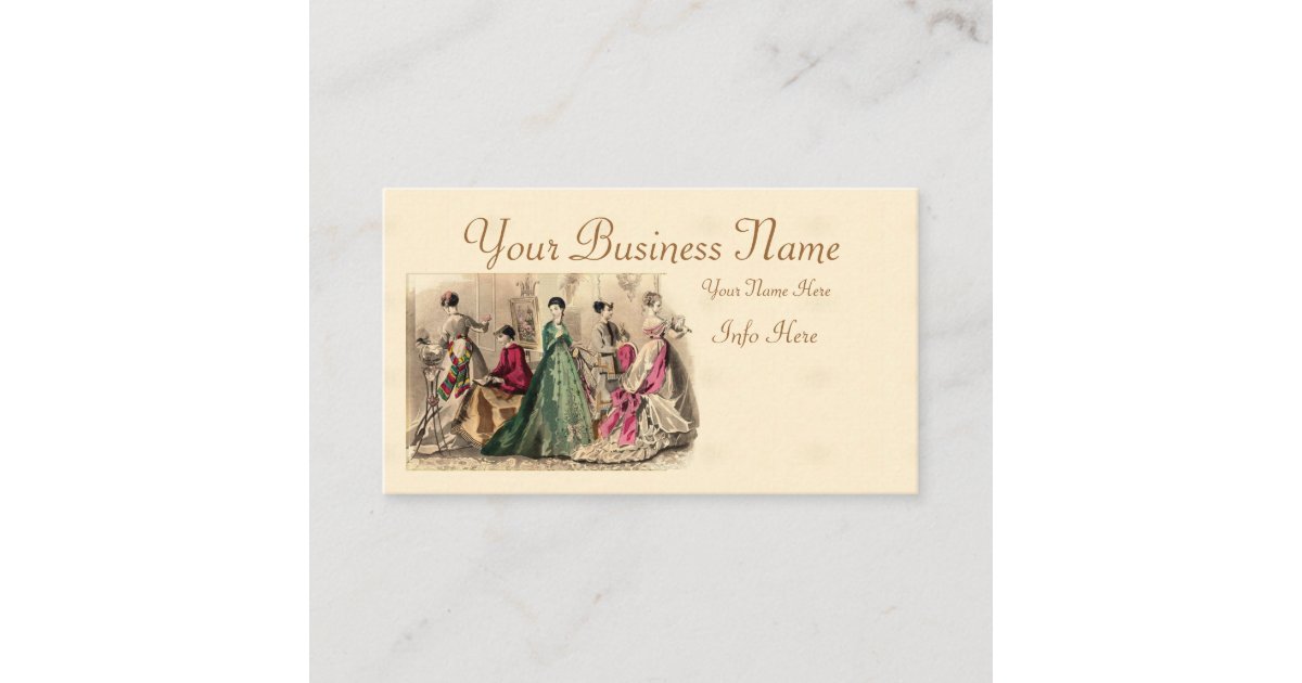 Victorian Dress With Pink Bow Business Card | Zazzle
