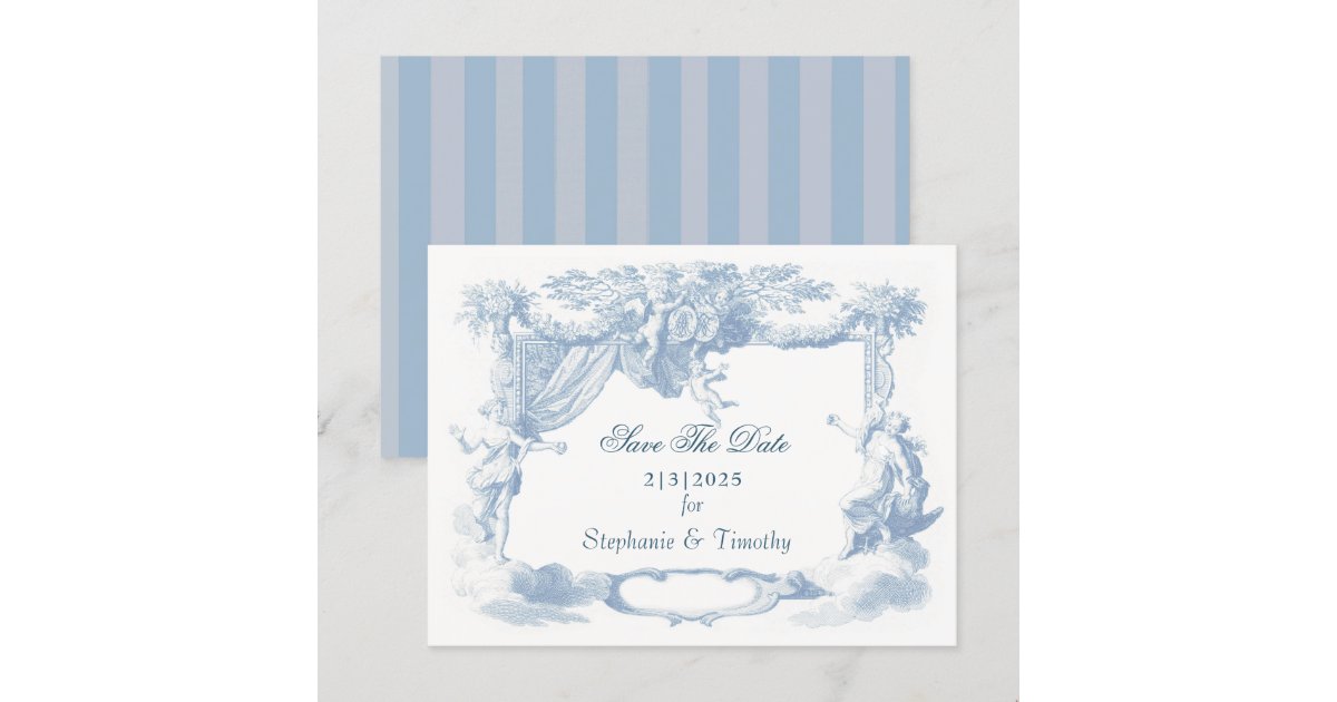 Victorian Dusty Blue Baroque Crest Invitation Postcard | Zazzle