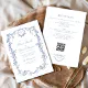 Victorian Dusty Blue QR Code Floral Wedding Invitation | Zazzle