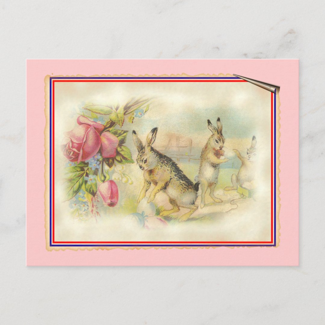 Victorian Easter Bunny Holiday Postcard | Zazzle