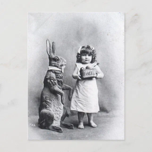 Victorian Easter Bunny with Girl Holiday Postcard | Zazzle