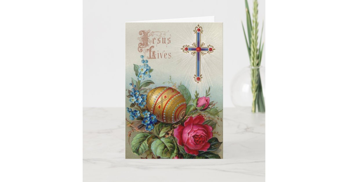 Victorian Easter Card - Cross and Easter Egg | Zazzle