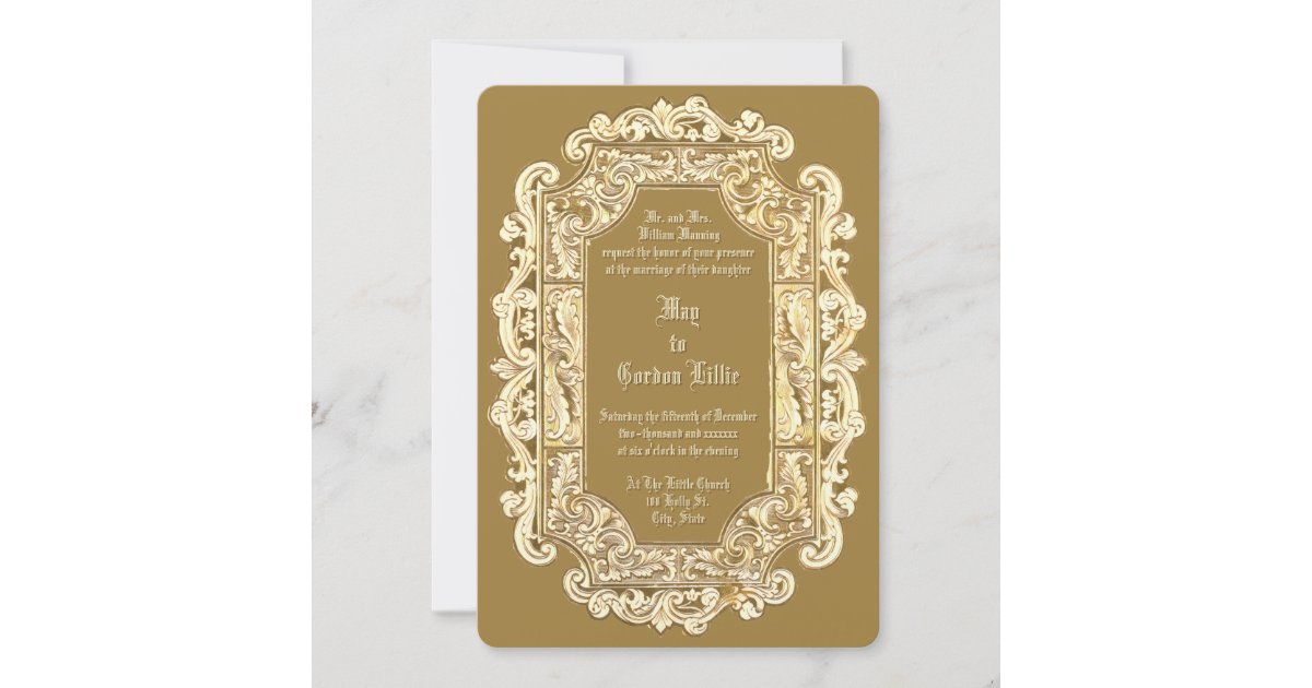 Victorian Era 1850 Scroll Border Wedding Invitation | Zazzle