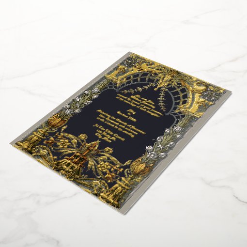 Victorian Era Art Nouveau Altar by Anton Seder Foil Invitation | Zazzle