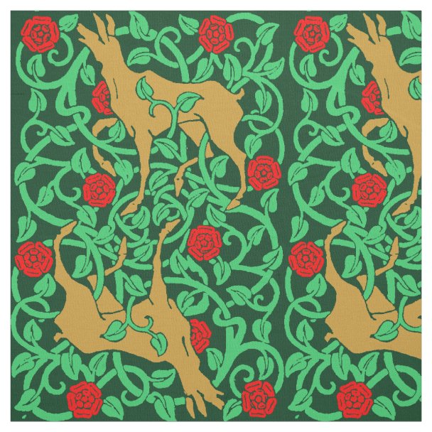 Victorian Era Art Nouveau Floral Scroll Frieze Fabric | Zazzle