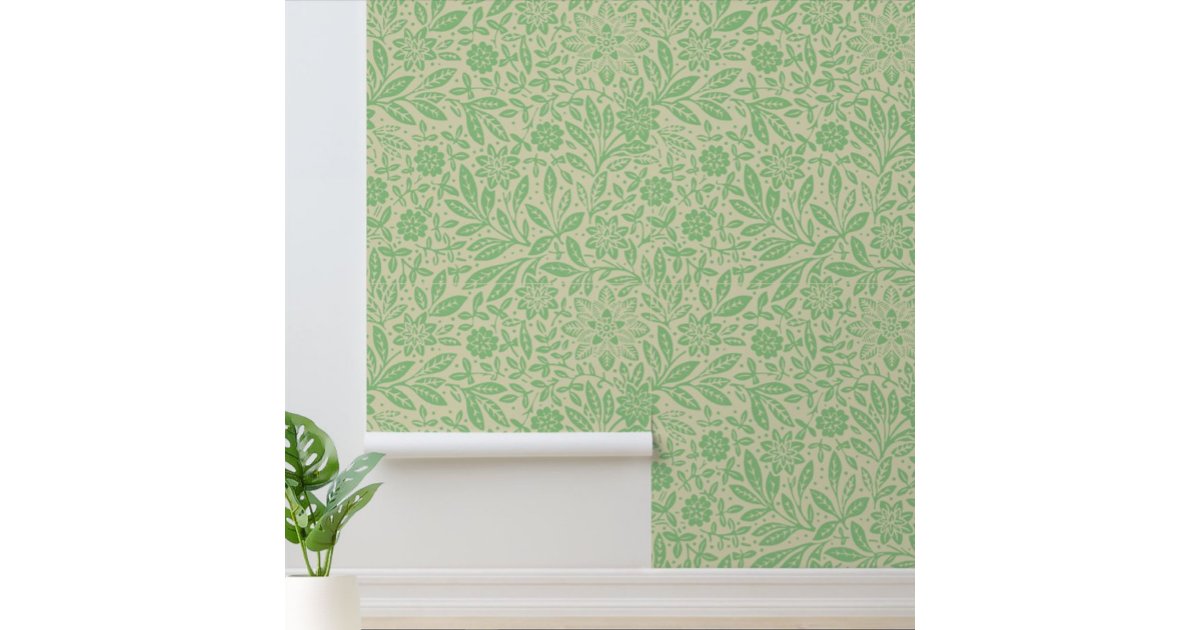 Victorian Era Floral Foliage Chintz Print Pattern Wallpaper | Zazzle