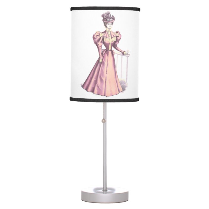Victorian Fashion Lady in Pink Dress Table Lamp | Zazzle.com