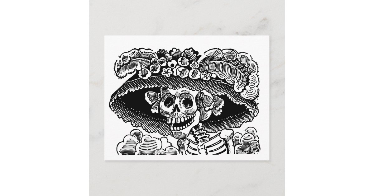 Victorian female skull skeleton José Posada Postcard | Zazzle