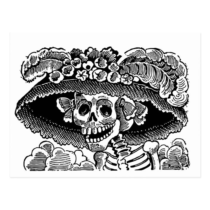 Victorian female skull skeleton José Posada Postcard | Zazzle.com