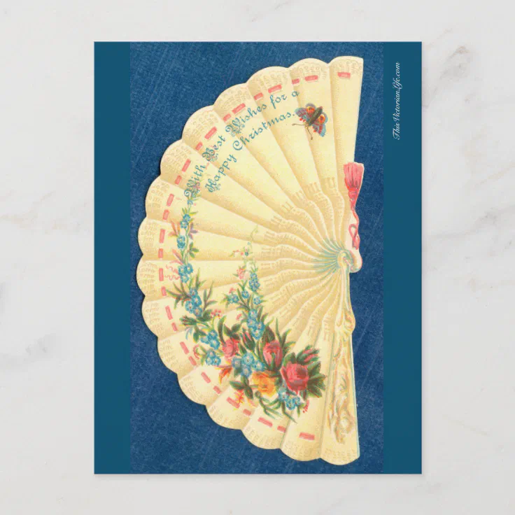 Victorian floral Christmas fan Postcard | Zazzle