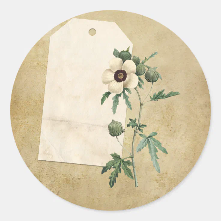 Victorian Floral Collage Scrapbook Embellishment Classic Round Sticker ...