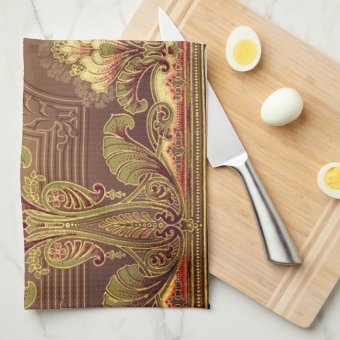 Victorian floral frieze elegant flower art nouveau kitchen towel | Zazzle