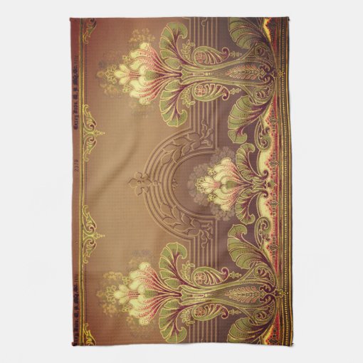 Victorian floral frieze elegant flower art nouveau kitchen towel | Zazzle