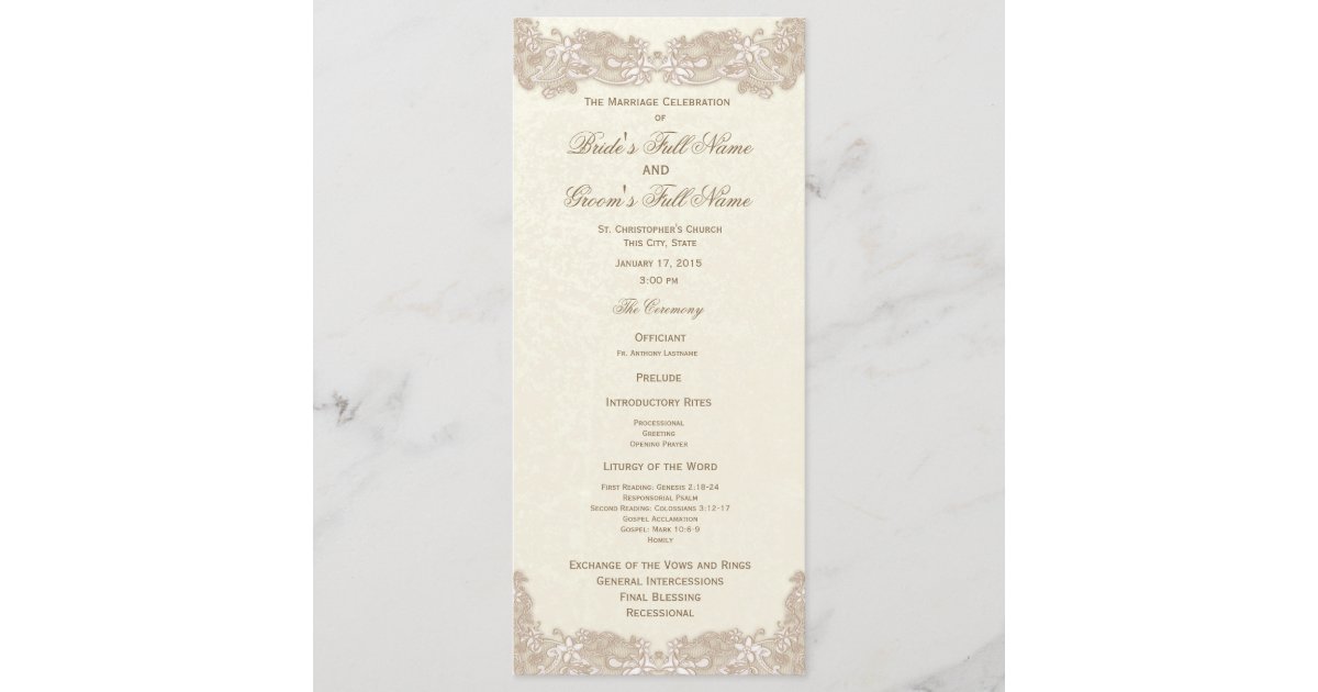 Victorian Floral Lace Wedding Program | Zazzle