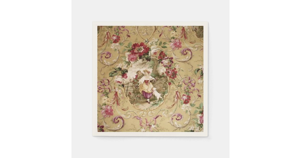 Victorian Floral Wallpaper Napkins | Zazzle