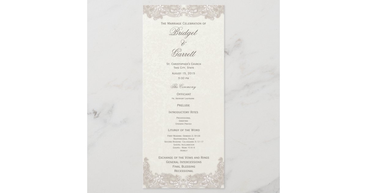Victorian Floral Wedding Program | Zazzle