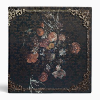 Victorian Framed Floral Bouquet Print 3 Ring Binder | Zazzle