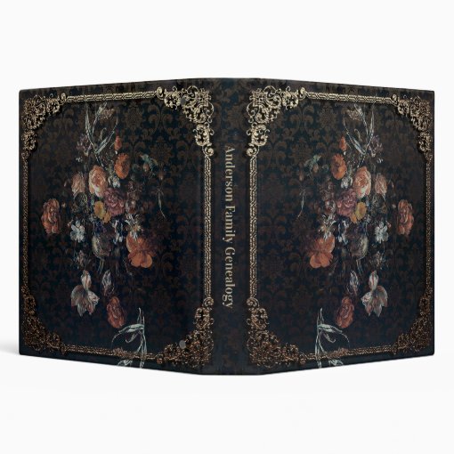 Victorian Framed Floral Bouquet Print 3 Ring Binder | Zazzle