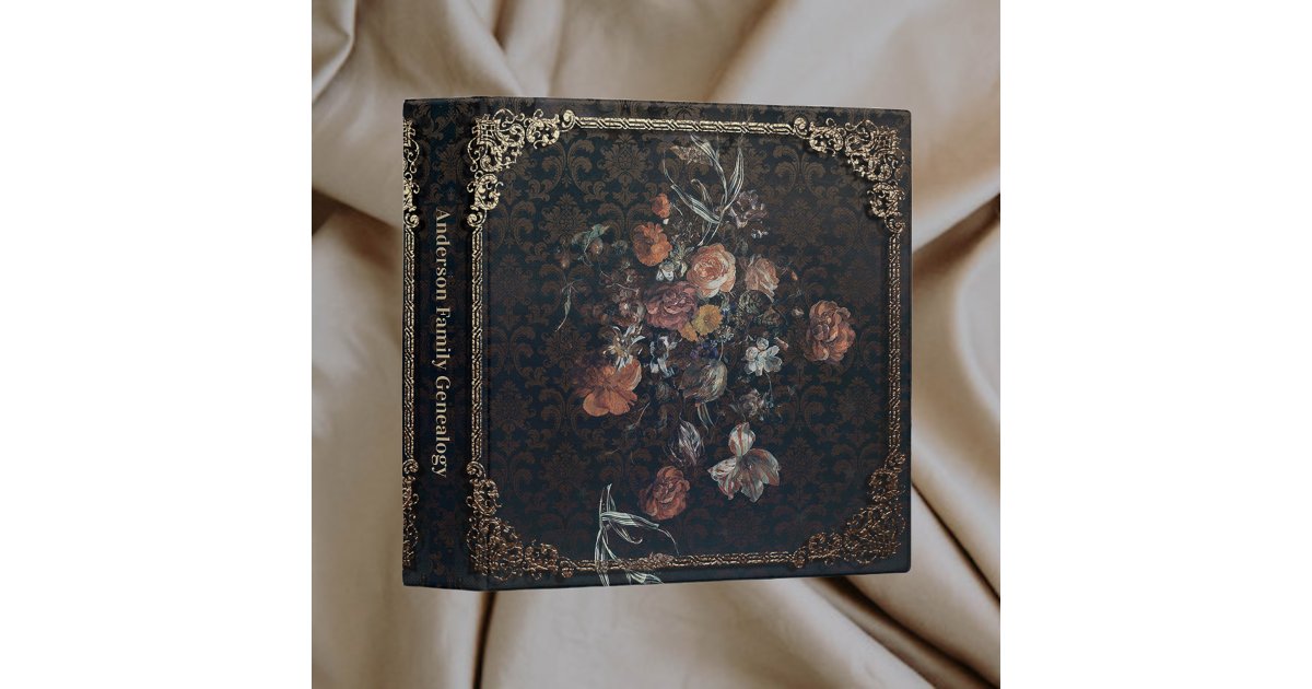 Victorian Framed Floral Bouquet Print 3 Ring Binder | Zazzle