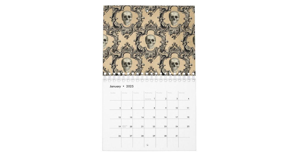 Victorian Framework Skulls Goth Skeleton Gothic Calendar | Zazzle