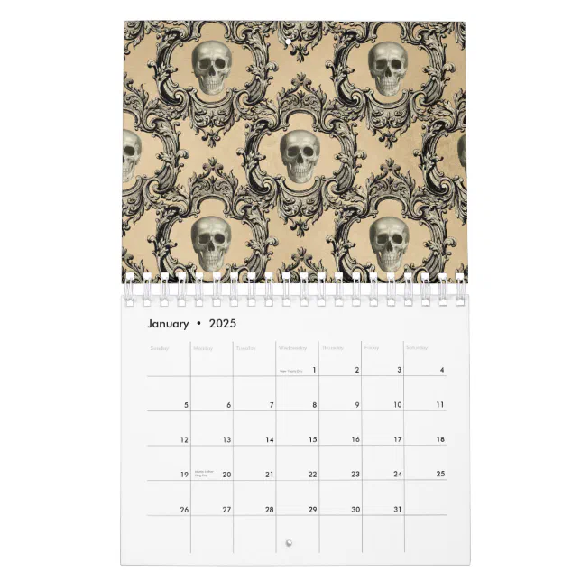 Victorian Framework Skulls Goth Skeleton Gothic Calendar | Zazzle