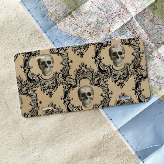 Victorian Framework Skulls Goth Skeleton Gothic License Plate | Zazzle.com