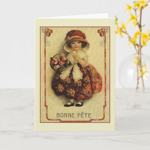 Victorian French Bonne Fête Birthday Card | Zazzle