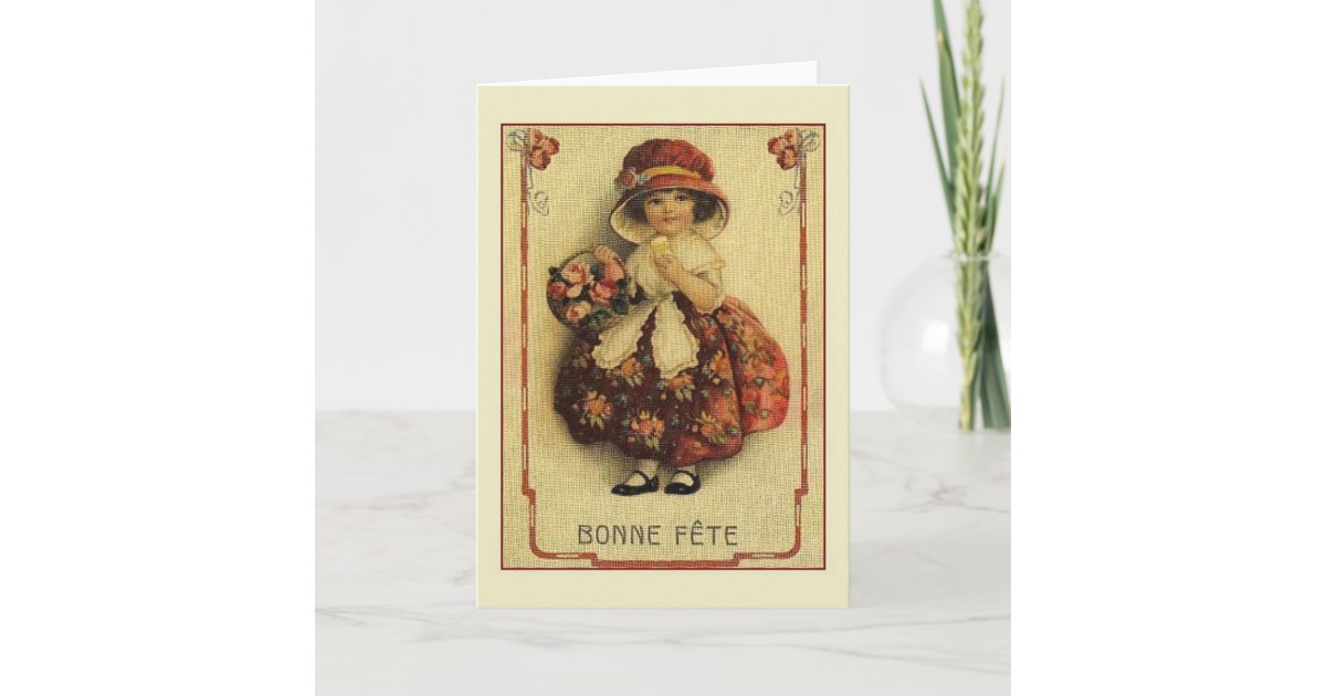 Victorian French Bonne Fête Birthday Card | Zazzle