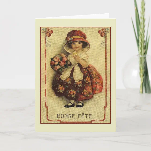Victorian French Bonne Fête Birthday Card | Zazzle