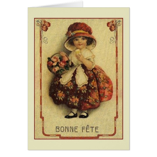 Victorian French Bonne Fête Birthday Card | Zazzle.com