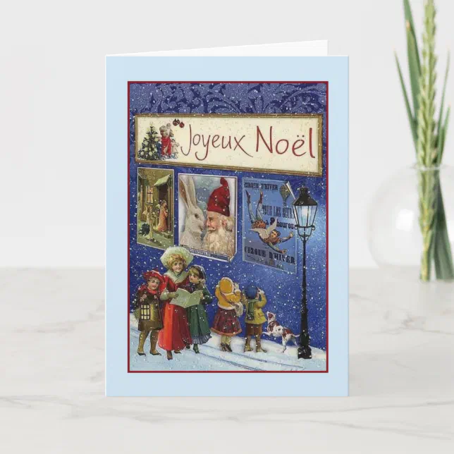 Victorian French Joyeux Noël Christmas Card | Zazzle